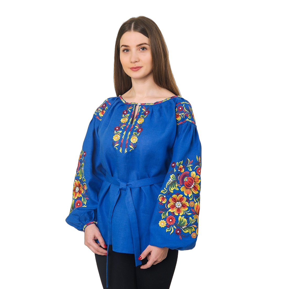 Traditional Ukrainian vyshyvanka with Petrykivka painted ornament ...